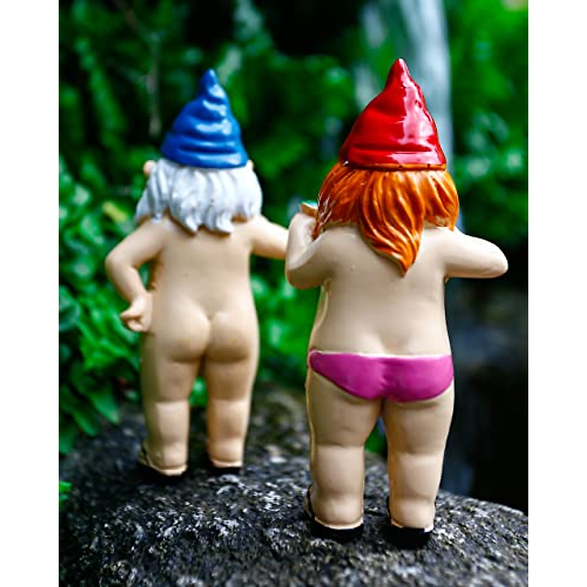 BBdis 2 PCS Naked Gnomes Statues, 4.7 Inch Naughty Garden Gnome Funny Statue for Home Indoor or Outdoor Lawn Gnome Decorations Housewarming Garden Gift (Man and Woman)