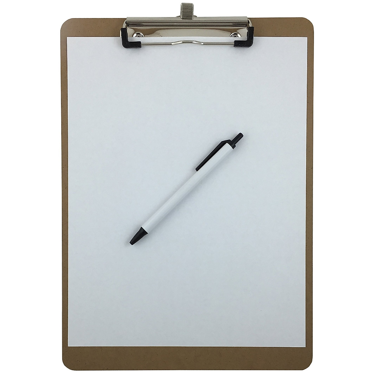 Pen Holder Clipboard, Letter Size, Low Profile Clip, Hardboard Single (Pen Included)