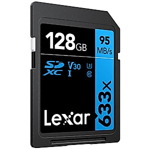 Lexar Professional 633x 128GB SDXC UHS-I Card, Up To 95MB/s Read, for Mid-Range DSLR, HD Camcorder, 3D Cameras, LSD128GCB1NL633 (Product Label May Vary)
