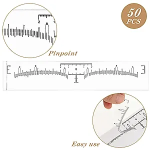 50 Pcs Eyebrow Ruler Stencils - Abeillo Disposable Brow Ruler Sticker, Microblading Eyebrow Template, Brow Measuring Shaper Tool, Eyebrow Mapping Makeup Tool