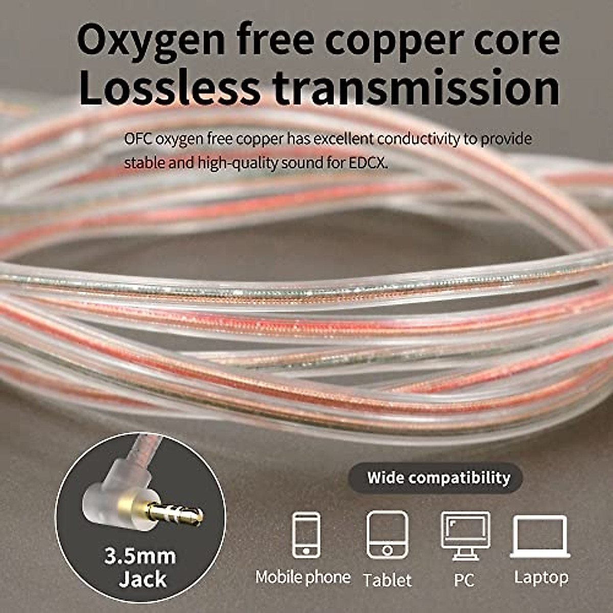 KZ HiFi in Ear Earphones for Music Lover,KZ EDC X Dynamic Driver IEM Earbuds Headphone, Budget Headsets for Gaming and Sports (Transparent Gray, Without Mic)