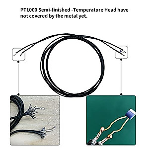 Imdinnogo BCZAMD PT1000-550BW Temperature Sensor Probe for CR-10 Plating Copper/3D Volcan/ V6 Brass 3D Printer Heater Block Thermistor Sensor Probe Resistant to high Temperature 1.5M/ 59 inch