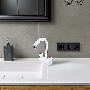 Faucets Sink Plastic Handle: Tap with Bath for Mixer Side Head Handle Bathroom - Home Sinks Spout Basin Practical Faucet Nozzle Double Lavatory Kitchen Sprayer Swivel