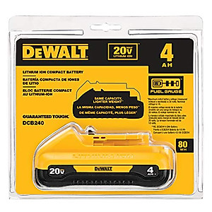 DEWALT 20V MAX* Battery, Compact, 4.0-Ah (DCB240)