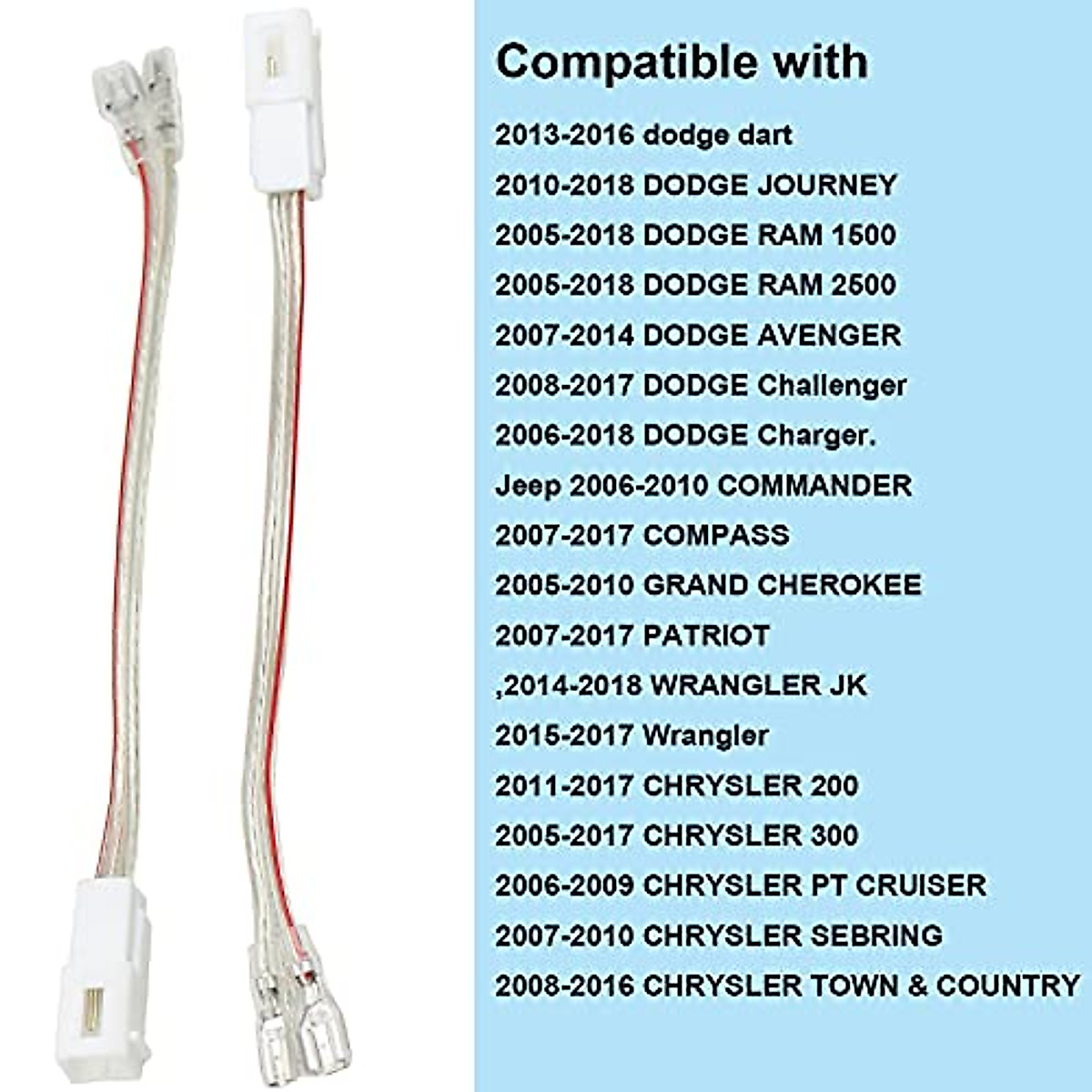 RED WOLF Front Dash Tweeters Speaker Wiring Harness Adapter Connector Plug Replacement for Dodge Ram Jeep Chrysler 2005-2022 Aftermarket Dash Tweeters Audio Cable Plug 2PC