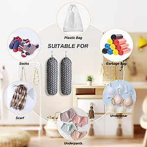 2 Pcs Plastic Bag Holder, JIMSUMM Wall Mount Plastic Bag Organizer, Washable Large Grocery Bag Storage Dispenser, Shopping Bags Carrier for Home Kitchen Travelling, 22x9 in shopping bag carrier (Gray)