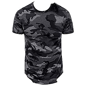 Maiyifu-GJ Men's Camo Casual Sports T-Shirt Colour Round Neck Camouflage Short Sleeve Regular Muscle Slim Fit Tees (Dark Grey,Small)