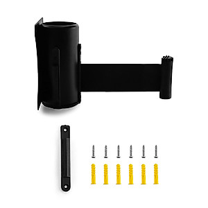 QWORK Wall Mounted Retractable Belt Barrier, Crowd Control Wall Barrier with 10' Belt for Retail Stores, Airports, Banks, School