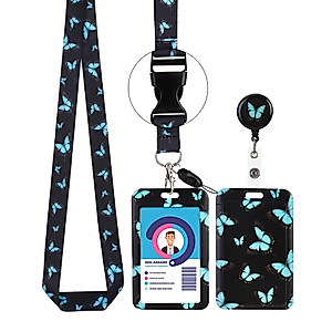 BGHSE Personalized Vertical ID Badge Holder with Lanyard - Fashionable ID Card Holders with Detachable Neck Lanyards - Soft Fiber,Metal Clip,Sturdy Buckle for Key,Wallet