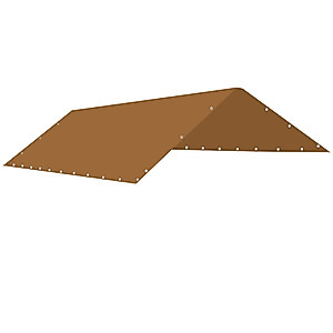 Strong Camel Outdoor 10x20 Ft Replacement Canopy Roof Cover Valanced Carport Covers with Ball Bungee(Without Edge 10'x20', Tan)