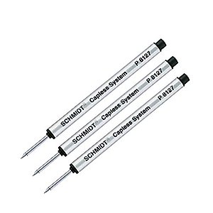 SCHMIDT 3 Pack P8127 Short Capless Rollerball - Black Ink