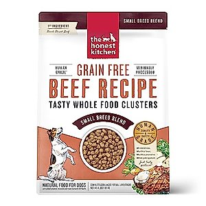 The Honest Kitchen Whole Food Clusters Small Breed Grain Free Beef Dry Dog Food, 4 lb Bag