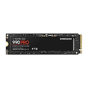 SAMSUNG 990 PRO SSD 4TB PCIe 4.0 M.2 2280 Internal Solid State Hard Drive, Seq. Read Speeds Up to 7,450 MB/s for High End Computing, Gaming, and Heavy Duty Workstations, MZ-V9P4T0B/AM
