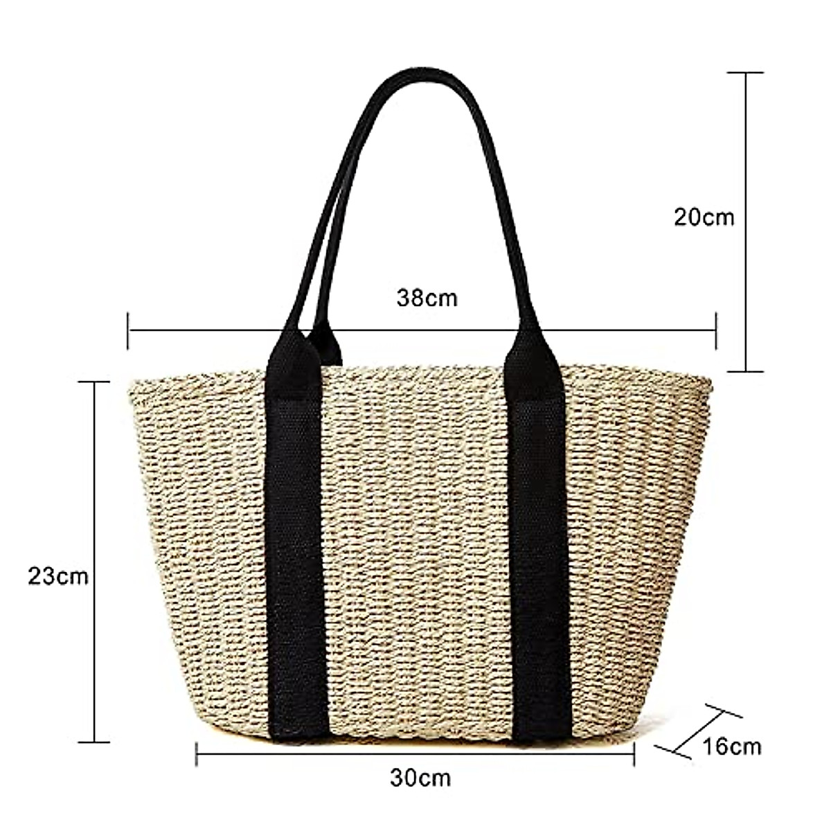 Summer Beach Vacation Large Tote Bag Handmade Woven Shoulder Bags Straw Handbag for Women