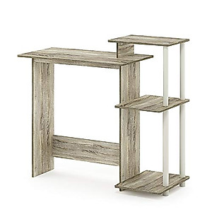 Furinno Efficient Home Laptop Notebook Computer Desk with Square Shelves, Sonoma Oak/White