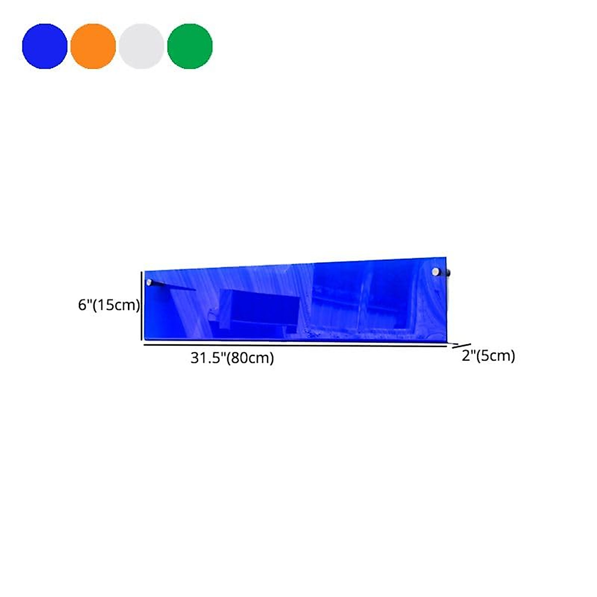 KWOKING Scandinavian Floating Bookcase Acrylic Closed Back Bookshelf Transparent Acrylic Bookshelf Book Storage Rack Wall Newspaper Picture Album Book Rack Display Stand Blue 31.5" L x 2" W x 5.9" H