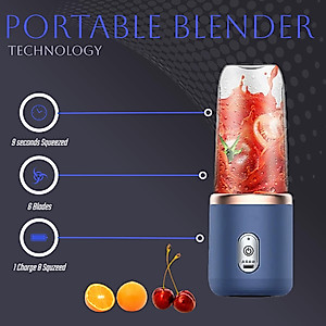 Paramexview® Portable Blender for Juices & Smoothies with 6 blades USB rechargeable 14oz Fusion Blender BPA-free and eco-friendly material