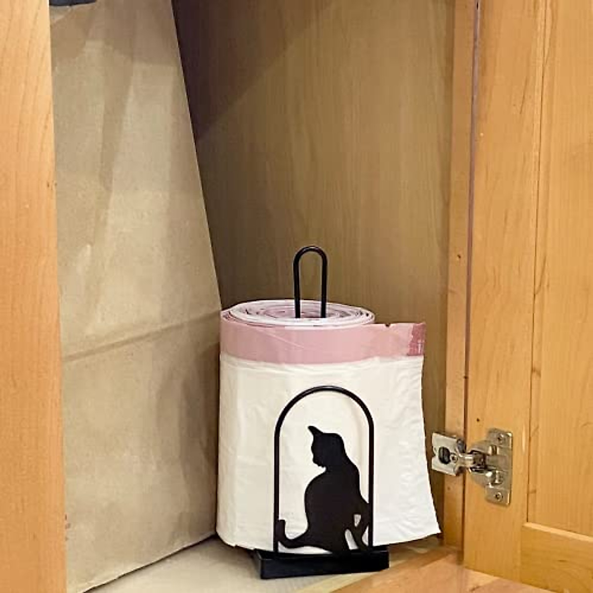 Evelots Kitty Cat Toilet Paper Holder-Free Standing-Bathroom Space Saver-Black Metal