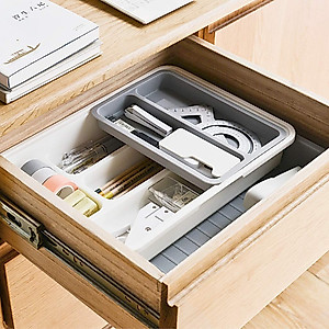 LSXLSD Three-Piece Drawer Storage Box Desk Separation and Finishing Free Combination Sundries Cosmetic Compartment Really Useful Storage (Color : Gray)