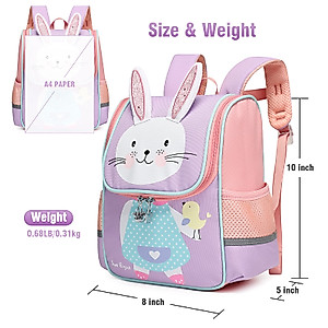 SUN EIGHT Toddler Backpack for Girls Lunch backpack Cute 3D Animal Waterproof Schoolbag School Bag for Baby Girl Boy 2-5 Years（Rabbit）