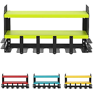 S SKSTYLE Power Tool Organizer - 5 Drill Holder, Wall Mount Shelf, Drill Shelf, Tool Shelf, Jobber Bit Workshop Rack - Premium Garage Storage & Organization, Cordless Drill Charging Station, Green