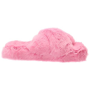 Amazon Essentials Women's Fluffy Slipper, Bright Pink, 8