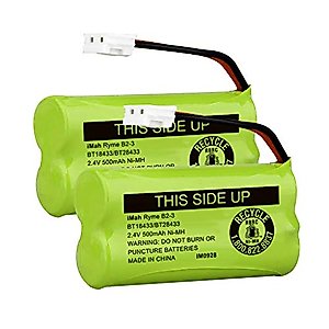 iMah BT18433/BT28433 2.4V 500mAh Ni-MH Cordless Phone Battery, Also Compatible with AT&T BT184342/BT284342 BT8300 BT1011 BT1018 BT1022 BT1031 2SN-AAA55H-S-J1 CS6120 CS6209 CL80109 EL52419, 2-Pack