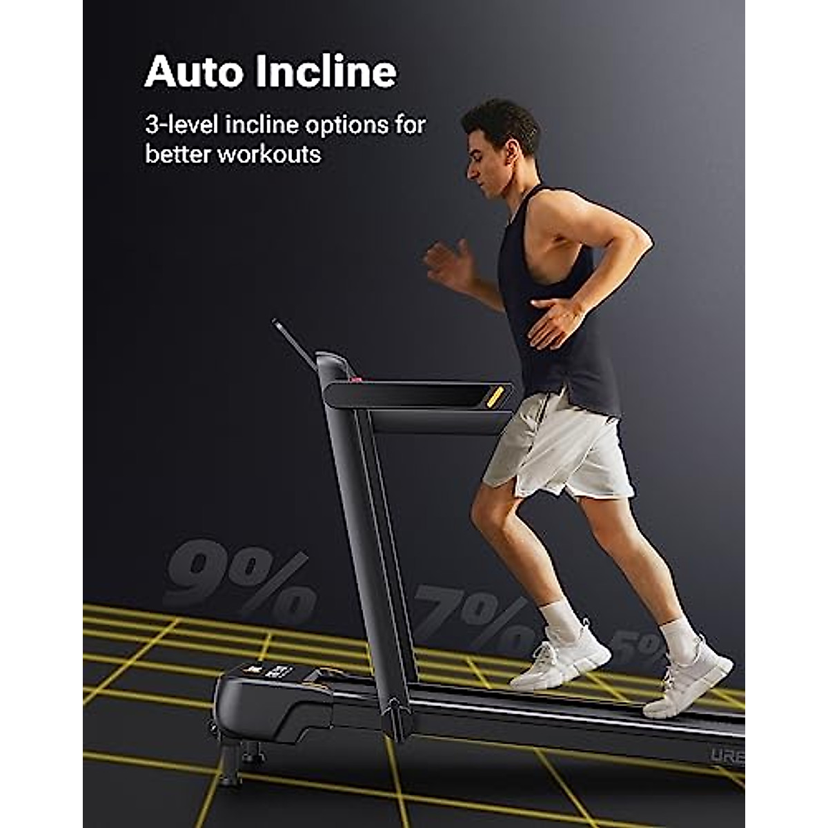 UREVO Walking Pad Treadmill with Auto Incline, 9 Level Incline Under Desk Walking Treadmill Machine with APP Control, Mini Treadmill for Home Office