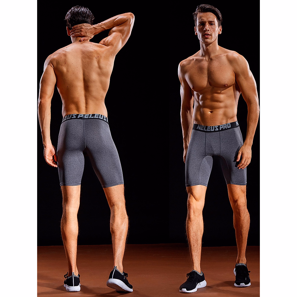 NELEUS Men's 3 Pack Athletic Compression Short,6028,White,Black,Grey,US M,EU L