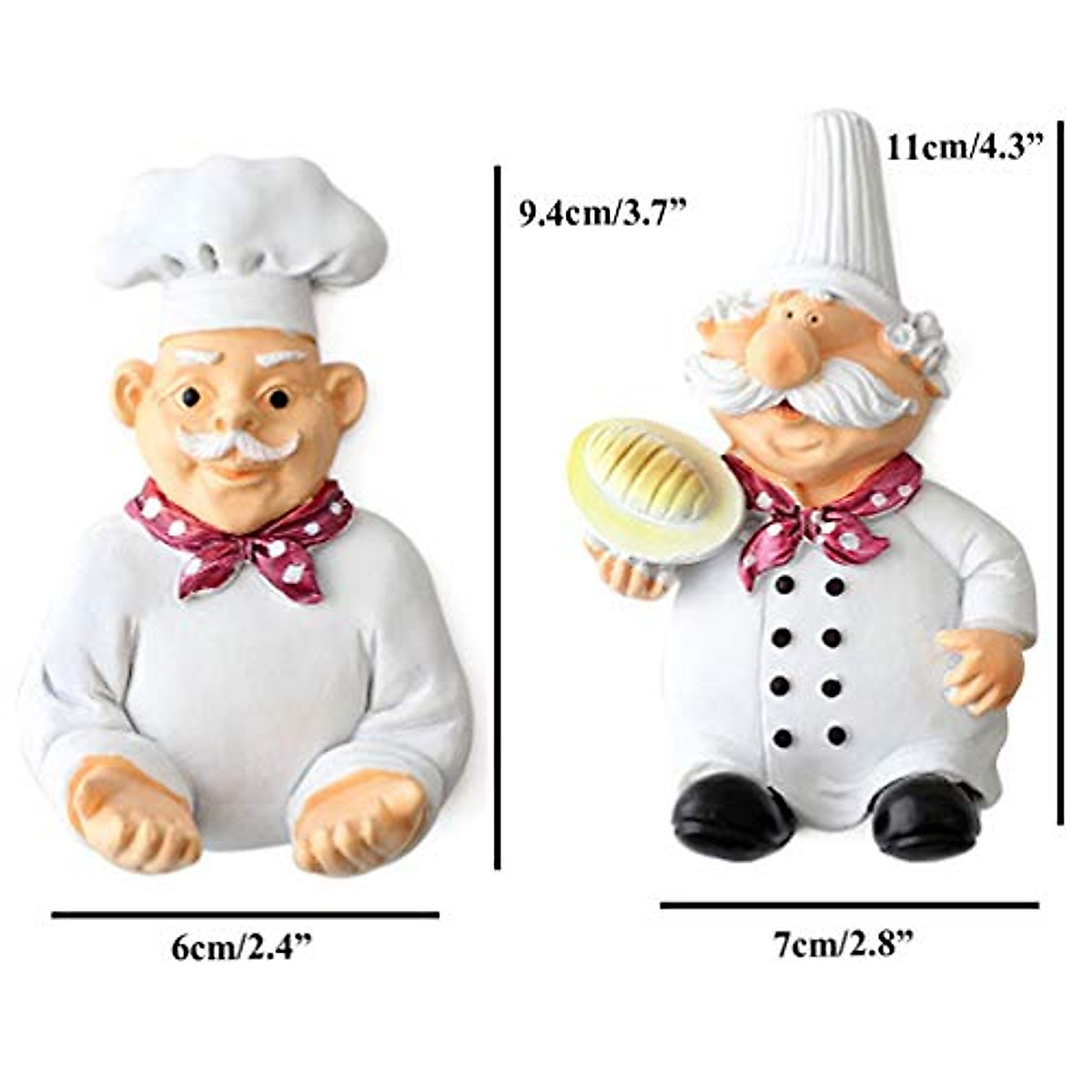 NewFerU Cute Adhesive Resin Fat Chef Utility Wall Hook Rack Hanger Sticky Cable Plug Holder Art Décor Storage Organizer Set for Coat Clothes,Towel,Wreath,Key,Garage,Kitchen,Bathroom,Kids Room (H+F)