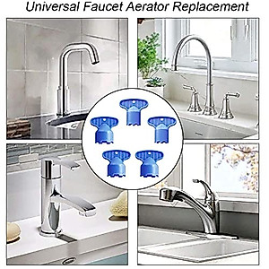 5 pcs/Set Blue 2.2GPM Cache Faucet Aerator Key with 5 Pieces Faucet Aerator Removal Wrench Tool Practical Design, as shown