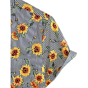 VATPAVE Mens Floral Hawaiian Shirts Casual Button Down Short Sleeve Aloha Shirts Small Black Sunflower Tropical