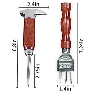 Ice Pick set of 2-7.24 Inch and 6.8Inch Stainless Steel Ice Crusher with Wood Handle, Japanese Style Ice Chipper Ideal for Bars and Home