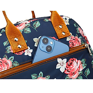 FlowFly Insulated Lunch Bag With Shoulder Strap for Women, Men, and Kids, Large and Reusable, Handle, Freezable Work and School Travel Tote and Meal Prep Organizer,Peony