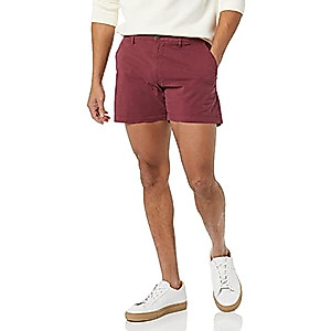 Amazon Essentials Men's Slim-Fit 5" Flat-Front Comfort Stretch Chino Short (Previously Goodthreads), Burgundy, 28