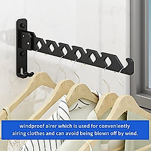 dancrul Wall Mounted Drying Rack Clothing Foldable for Laundry Room, Clothes Drying Rack Folding Indoor, Matte Black