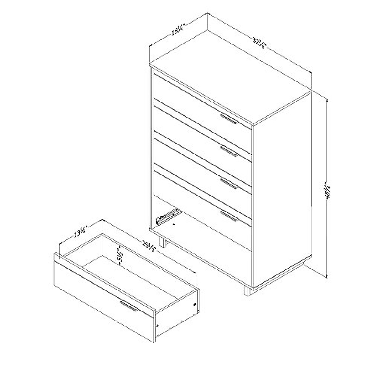South Shore Fynn 5-Drawer Chest, 0, Gray Oak