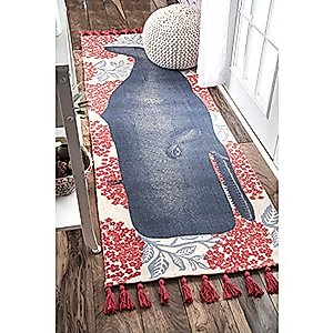 nuLOOM Thomas Paul Printed Flatweave Cotton Fabled Whale Runner Rug, 2' 6" x 6', Multi