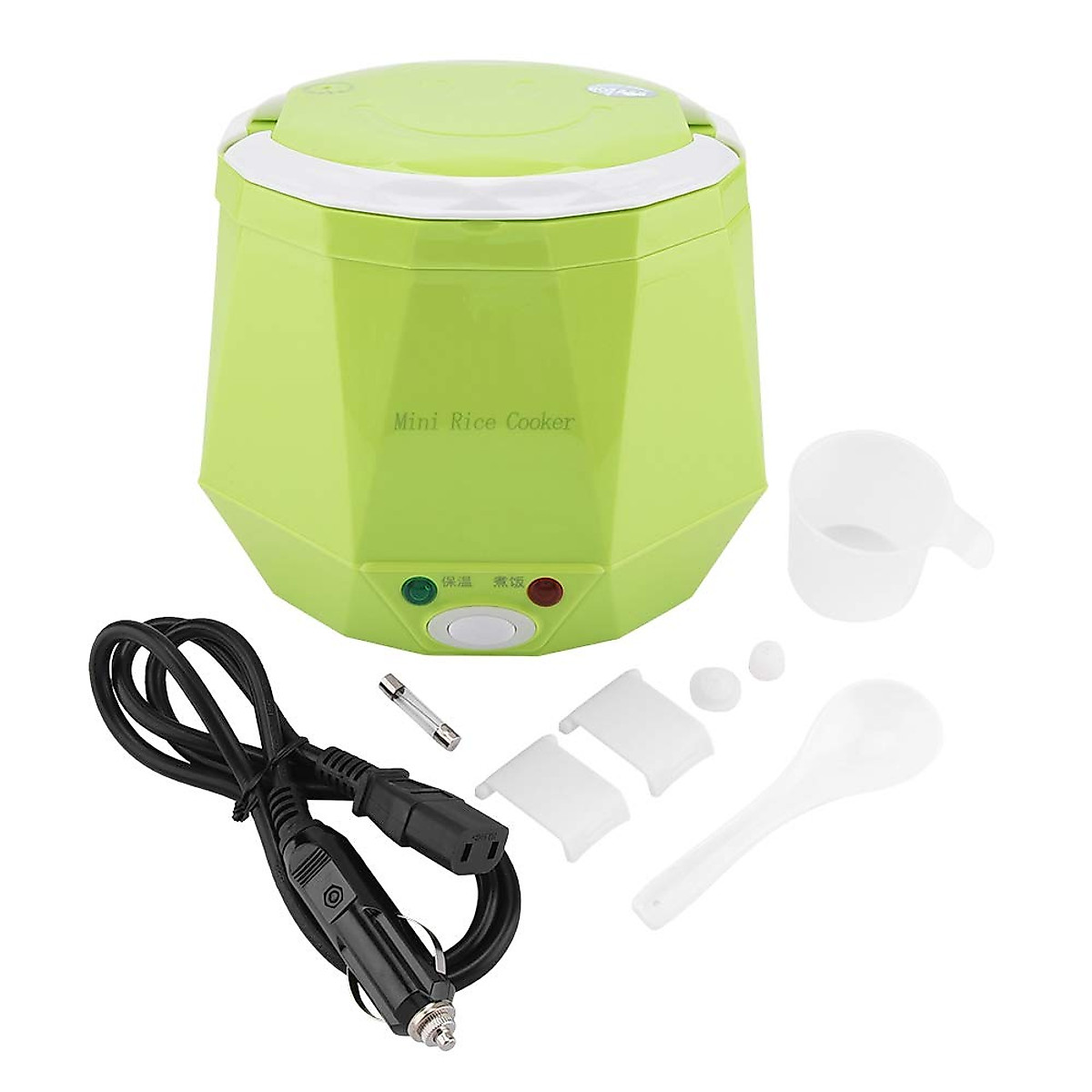 Electric Rice Cooker，Portable Electric Car Truck Food Steamer，Mini Travel Rice Cooker， 12V 100W 1.3 L Portable Meal Heater Food Warmer(Green)