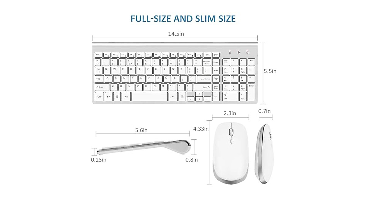 Quiet Slim Wireless Keyboard & Mouse | PC, Mac, Laptop