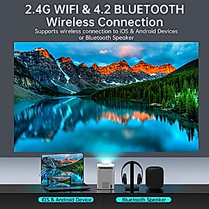QIAOLET Mini Projector,Portable Projector with WiFi and Bluetooth,Native 1080P FHD,Andriod OS 9.0,Movie Projector for iPhone Android,Home Theater Projector Compatible with USB/HDMI,TV Stick,Computer