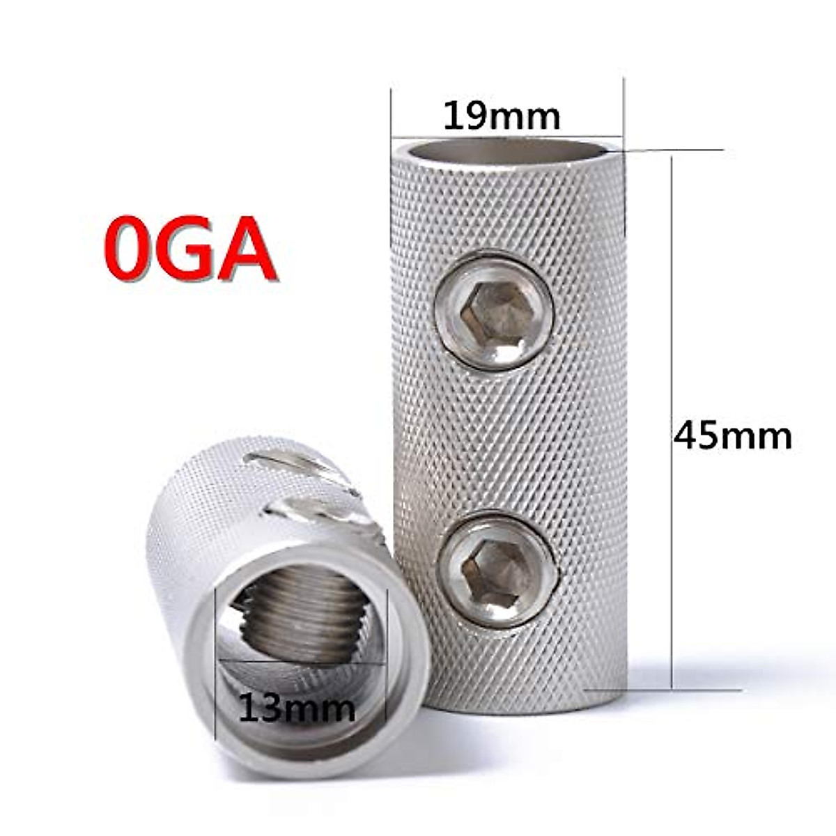 Wakauto 2 PCS 1/0 Gauge Wire Couplers Audio Car Brass Terminal Butt Connectors - 0GA