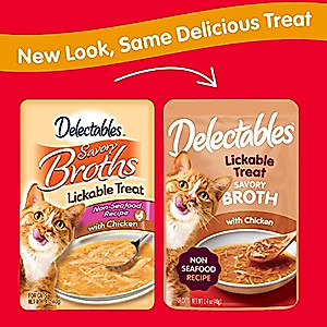 Hartz Delectables Savory Broths Lickable Wet Cat Treats for Adult & Senior Cats, Non-Seafood Chicken, 1.4 Ounce (Pack of 12)