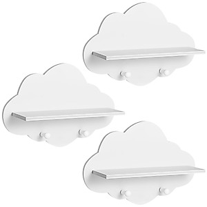 Tideme 3 PCS Wavy Cloud Wall Shelves, Cute Cloud Shelves Stands, Cute Simple Style Wall Shelf, Kawaii Room Wall Decor Wall Shelf Book Shelves for Wall Embellishment