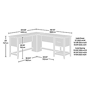 Sauder Summit Station L-Desk, L: 58.66" x W: 66.46" x H: 29.02", Laurel Oak finish