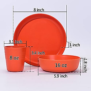 Kids Plates Bowls and Cups Sets Wheat Straw Small Bowl Sets Unbreakable Microwave Dishwasher Safe Dinnerware Sets for Rice,Soup ,Pasta，Corn Flake ，Snacks，Side Dishes[Set of 18]