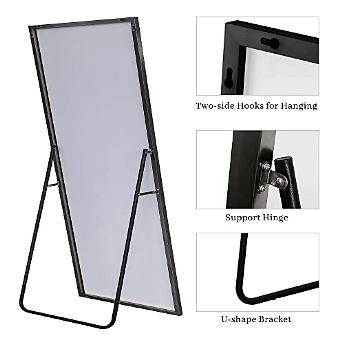 KIAYACI Full Length Mirror Oversized Floor Mirror with Stand Bedroom Dressing Mirror Full Body Wall Mirror (Black, 71" x 32")