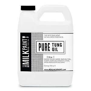 Real Milk Paint, Pure Tung Oil for Wood Finishing, Cutting Boards, Outdoor Furniture, Butcher Blocks, Wood Flooring, Food Grade, Waterproof, 32 oz
