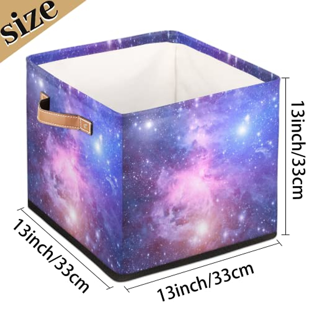 Cube Storage Bins 13 Inch Fabric Storage Basket Galaxy Star Square Storage Bins Collapsible Nursery Storage Bin Organizer Basket Universe Storage Box for Shelves, Closet