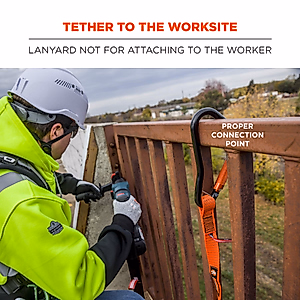 Ergodyne Squids 3148 Heavy Duty Tool Lanyard, Carabiner and Loop End, Tool Weight Capacity 80lbs, Orange